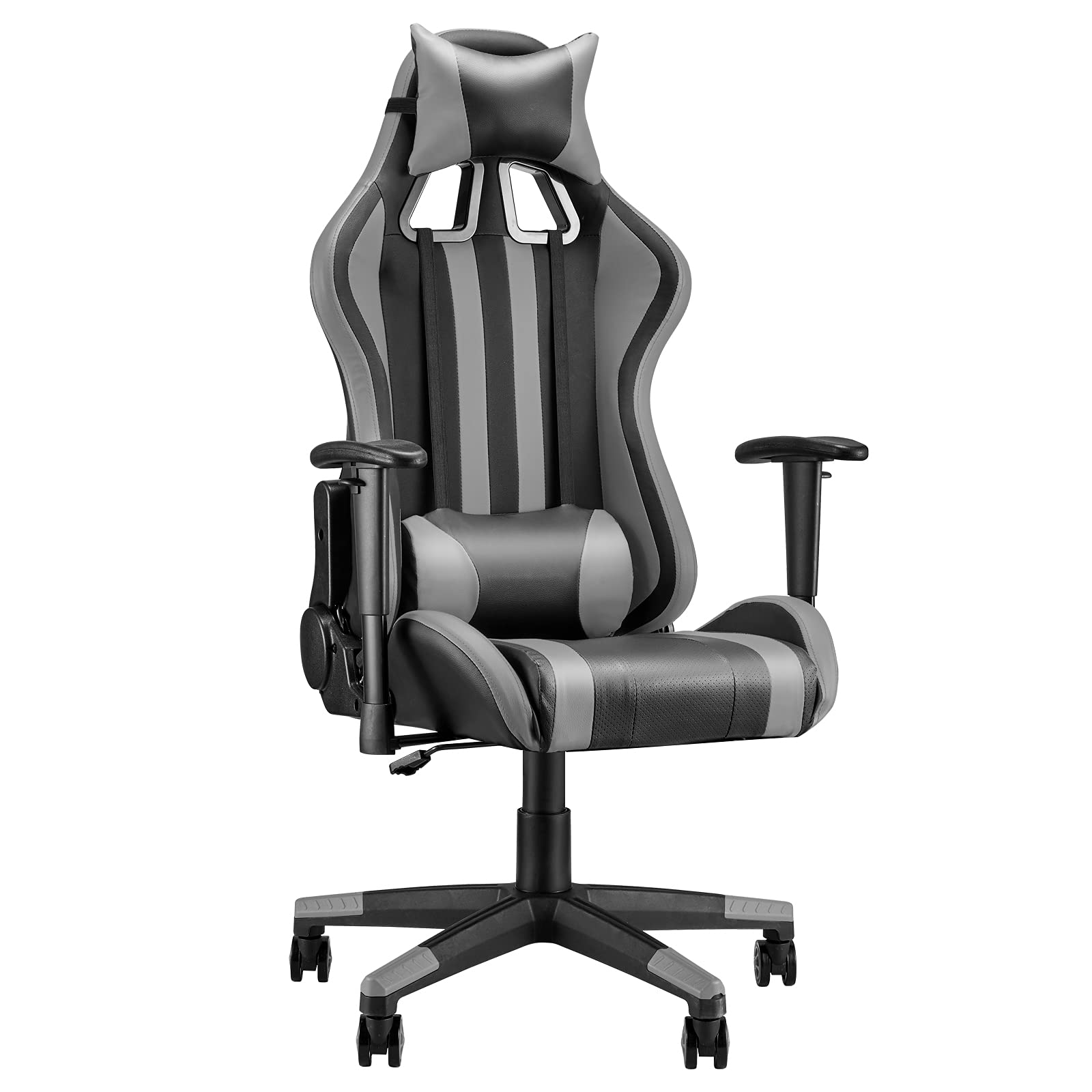 Soontrans Reclining Home Office Chair,Ergonomic Computer Chair,Executive Swivel Task Chair,Racing Gaming Chair with Adjustable Recliner Armrest Headrest and Lumbar Pillow Support (Gray)