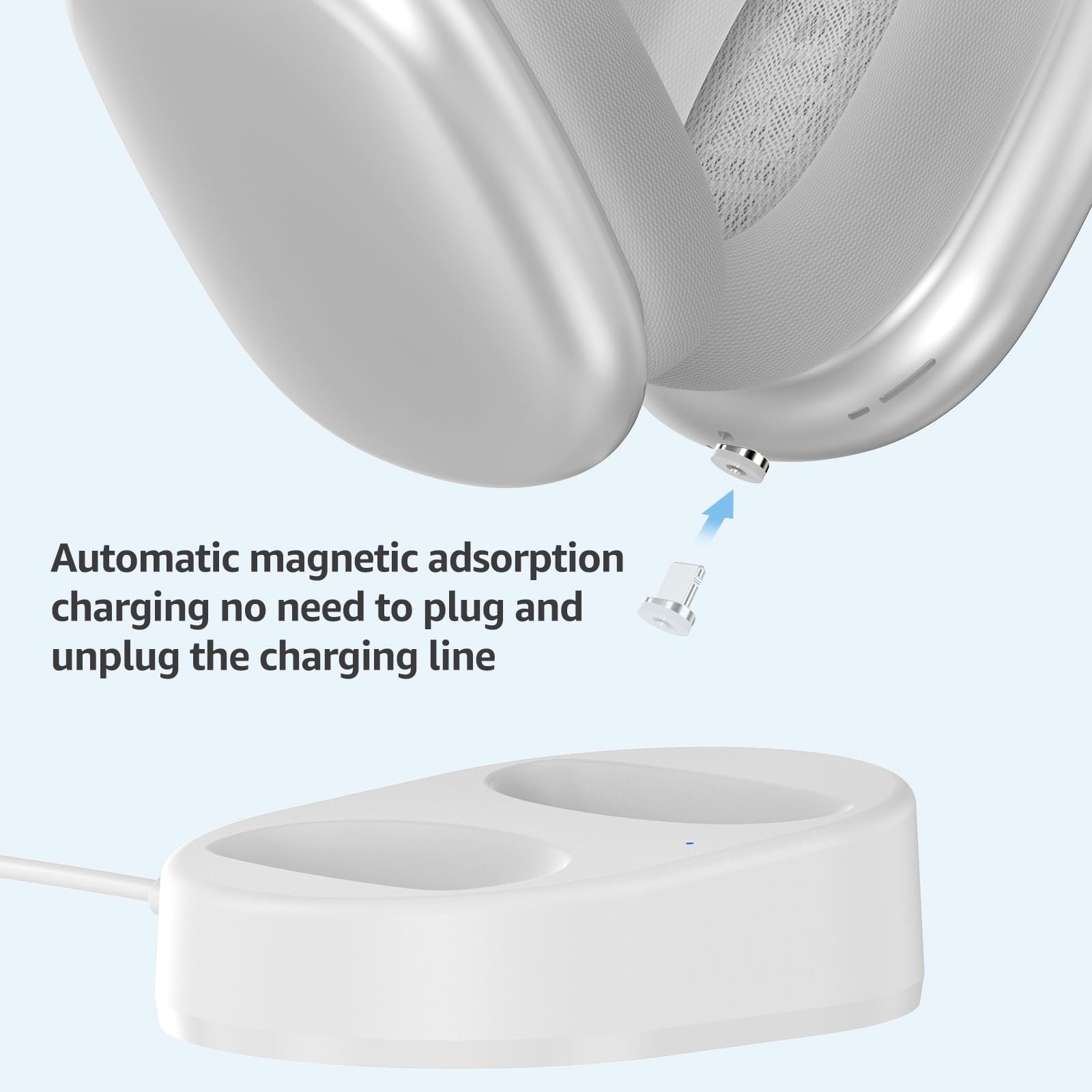 ROUNKIN Headphone Charging Stand for AirPods Max,Magnetic Stand,Protable Desktop Headset Holder, Gaming Headset Stand, Charging Base for Headphones,Designed for AirPods Max (White)