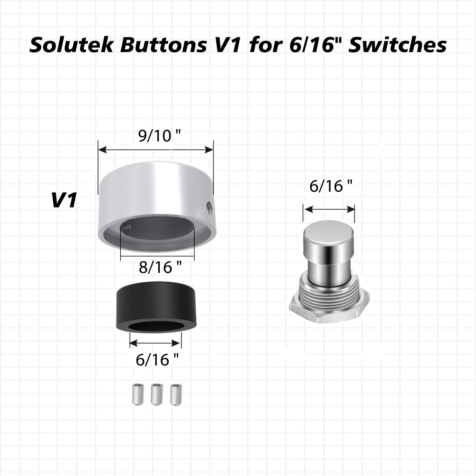 SOLUTEK Footswitch Topper Guitar Pedal Button Caps with 3 Set Screws and Protective Fitting Increasing Accuracy,Comfort for Common Switches diameter of 3/8"| SOLUTEK BUTTONS V1 6Pcs Multicolors