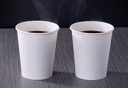 TashiBox 8 oz Coffee Disposable Hot Paper Cups, 150 Count (Pack of 1), White
