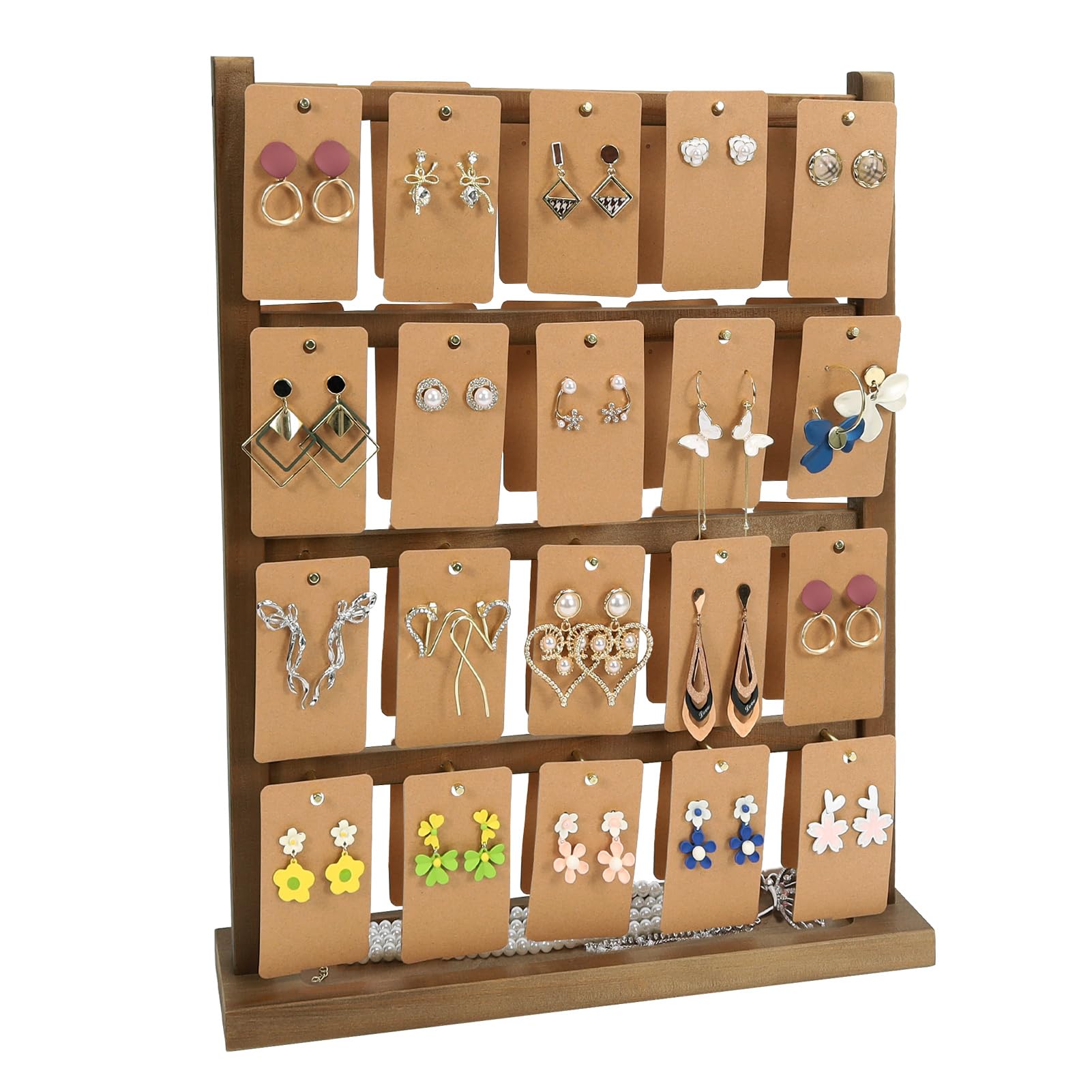 ZYP Earring Display Stand, Wood Organizer for Retail Store, Portable Table Displays for Jewelry Storage, Ideal for Home or Business