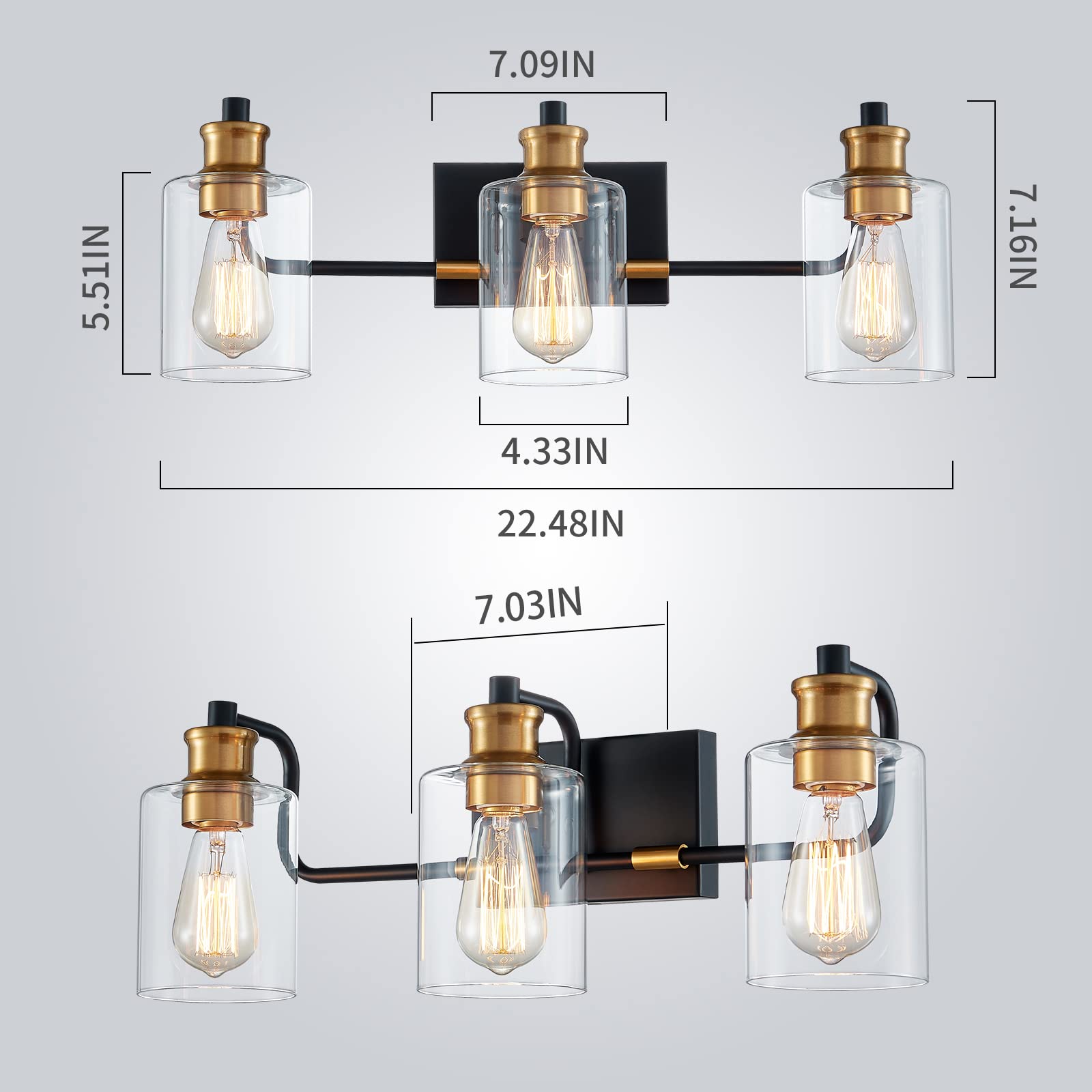 SamYUIR Bathroom Vanity lights Bathroom Light Fixture for Bathroom Wall Sconces Bathroom Light Fixtures Bathroom Lights Over Mirror Bathroom Vanity Light Vanity Lighting Fixtures