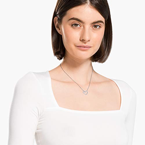 SWAROVSKI Hear Heart Pendant Necklace, Heart Pendant with White Crystals and Rhodium Finish Chain, an Amazon Exclusive
