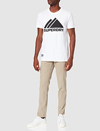 Superdry Mens Mountain Sport Mono T-Shirt, Relaxed Fit, Crew Neck Optic Size L