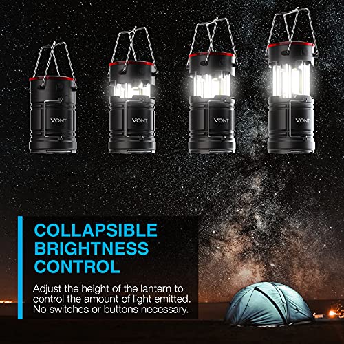 Vont LED Lantern Pro, Camping Lantern [4 Pack] 2X Brighter, Collapsible 360 Illumination w/ Red Light, Battery Powered/Operated Emergency Light for Hurricanes/Outages, Camping Lights/Lamp Flashlights