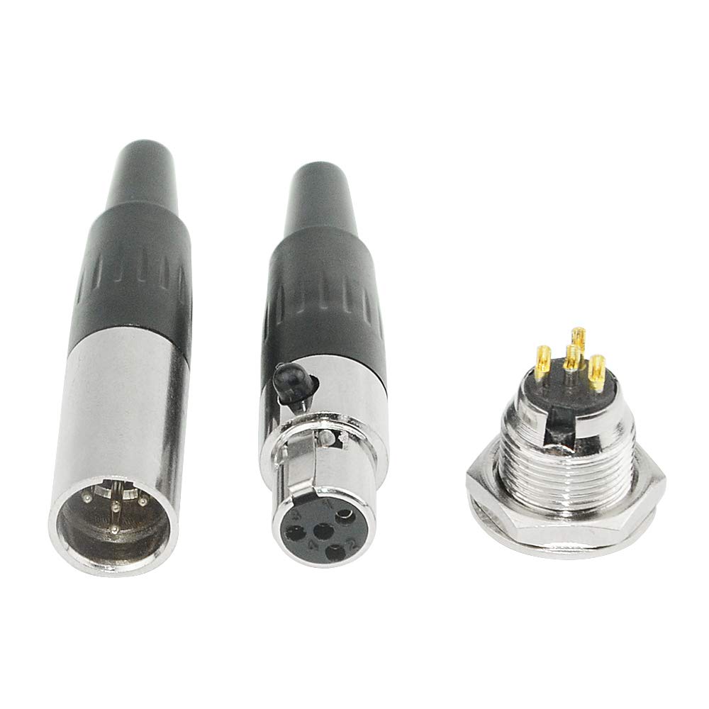 XINGYHENG 4Pcs(2Pairs) Microphone 4 Pin Male Female Head Connector Plug Gold-plated Copper Pin with 2PCS Four-core Metal Wireless Microphone Male Socket Convert for Audio Signal Video Coax