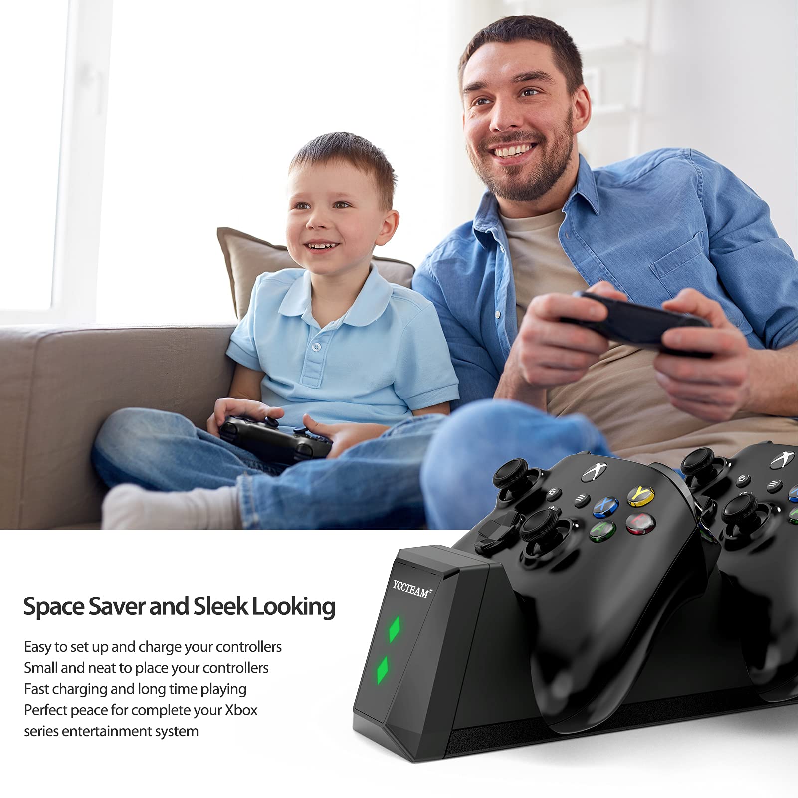 Xbox Controller Charger Dock Station, Nolansend Xbox Series Controller Charging Dock Station Upgraded 2.5-Hours Charging Chip, Charging Dock Station with 2x1000 mAh Rechargeable Battery Packs