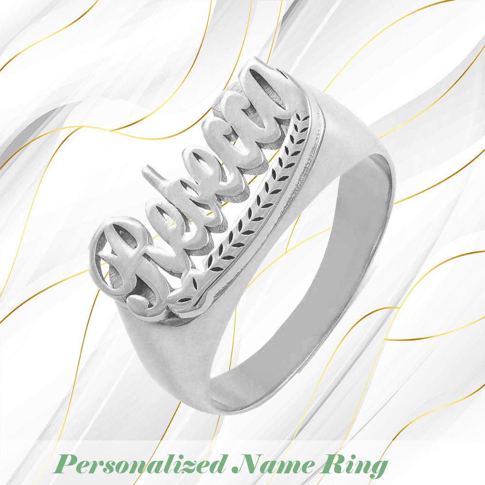 VENACOLY Personalized Nameplate Ring Custom Name Rings for Women Men (Plated Copper)