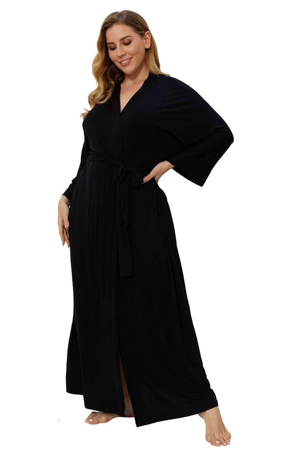 Super Shopping-zone Women's Plus Size Long Robes Kimonos Plus Size Maternity Robes Delivery Robes Sleepwear,Black 3X