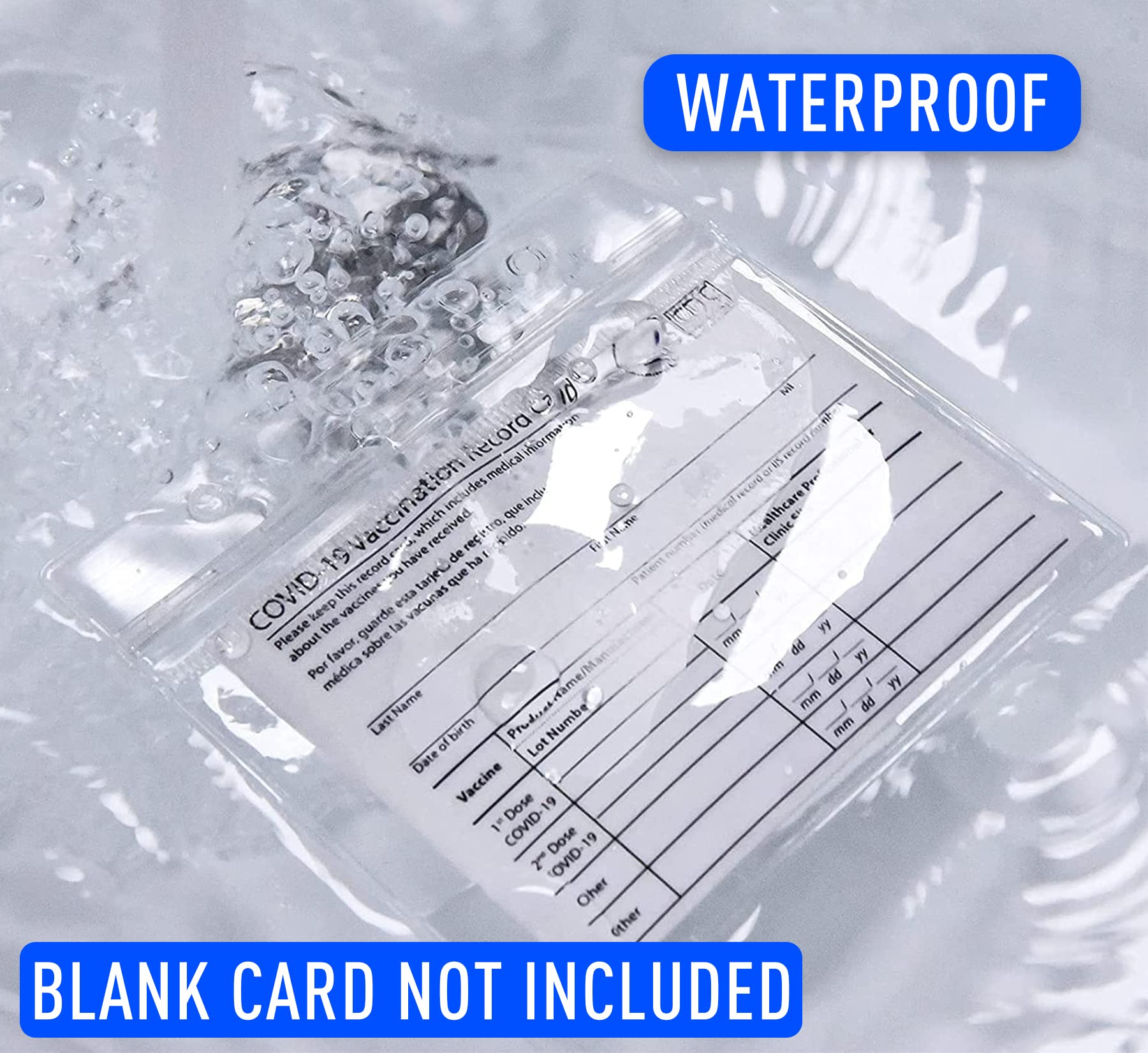 Waterproof Vaccination Card Protector - Plastic ID Holder for Vax Card - Clear Plastic Card Sleeves with Hole Slots for Lanyards - Vax Document Holders with Resealable Zip, PVC - 4.5"x3.6" (10 Pack)