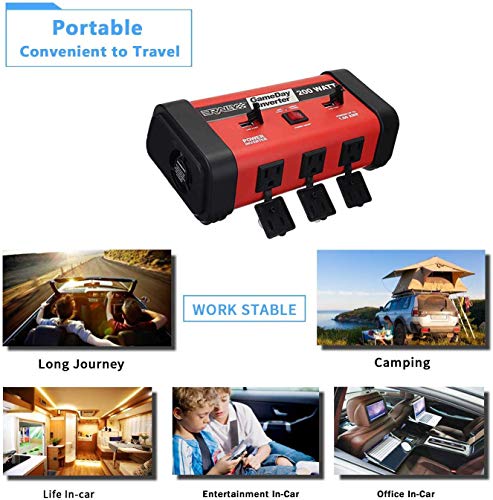 Supcool 200W Car Power Inverter DC 12V to 110V AC with 2 USB Car Charger Adapter