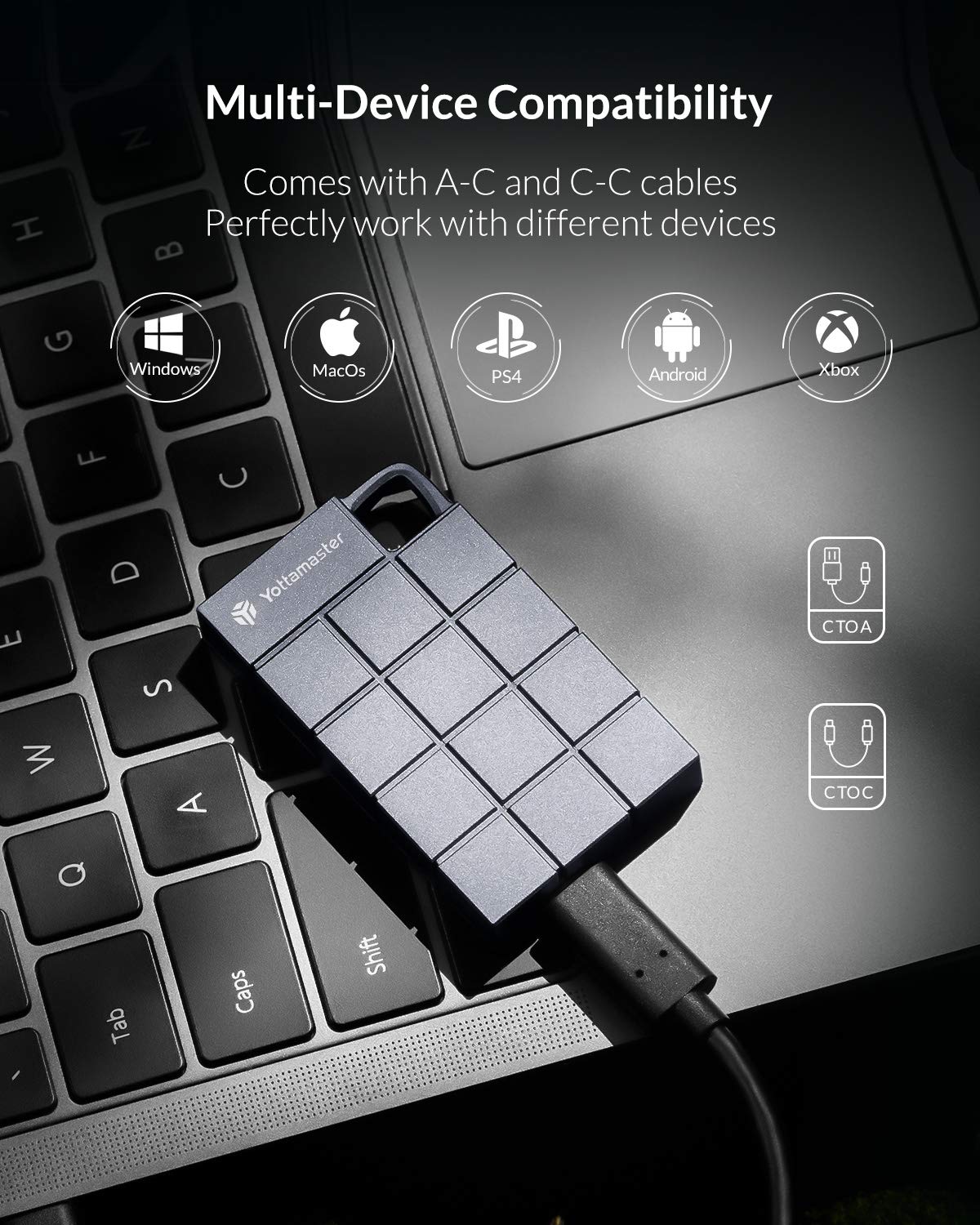 Yottamaster 1TB Portable External SSD - Up to 950MB/s Data Transfer, USB 3.1(Gen 2) 10Gbps NVMe M.2 Mobile Solid State Drive with Aluminum & Compact Design
