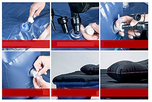 YaeTact Large Car Travel Inflatable Mattress Inflatable Bed Camping Universalwith Two Air Pillows with Pump (Black)