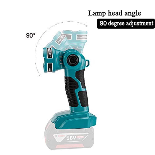 Work Light Rechargeable for Bosch, 3W Pistol Handheld Illumination lamp with USB Interface Suitable for Bosch Battery Pack 14.4V-20V, Suitable for Bosch 18V Lithium Battery BAT609 BAT607 (USA Spot)