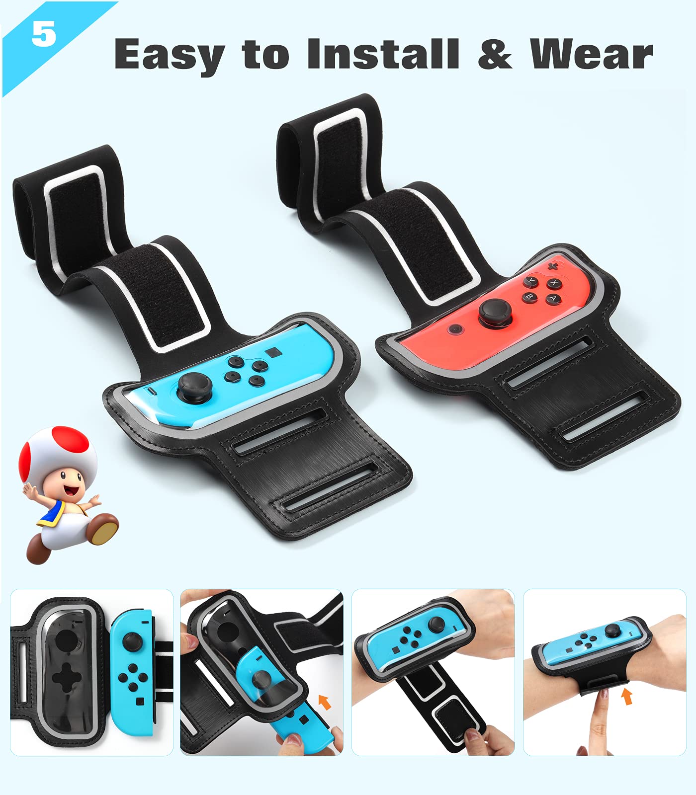 TiMOVO Wrist Bands Straps Compatible with Nintendo Switch 2024 2023 2022 2021 2020, Switch Sports, Switch Zumba Burn It Up, Cardio Boxing Series,(2 Pack) Adjustable Elastic Armband for JoyCon