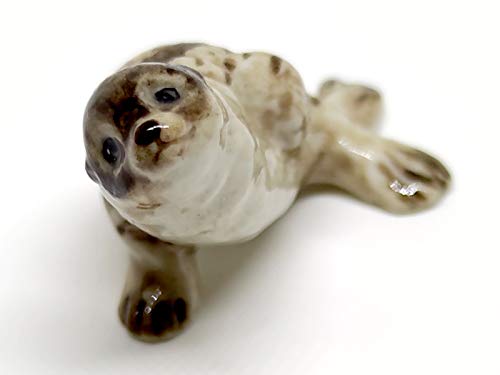 SSJSHOP Earless Seal Dollhouse Miniature Figurines Hand Painted Ceramic Animals Collectible Gift Home Garden Decor