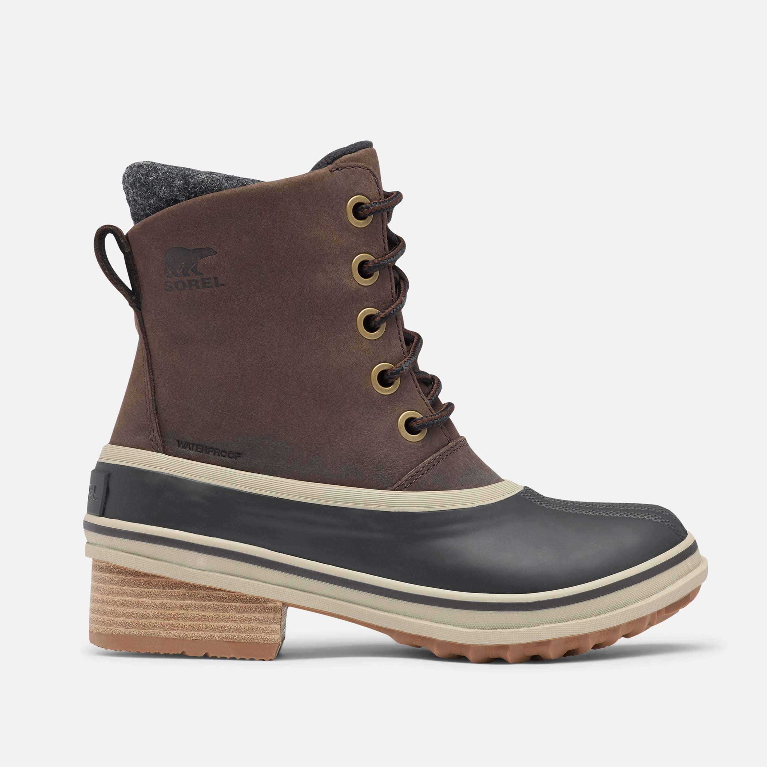 Sorel Women's Slimpack III Lace - Rain and Snow - Waterproof - Blackened Brown - Size 9