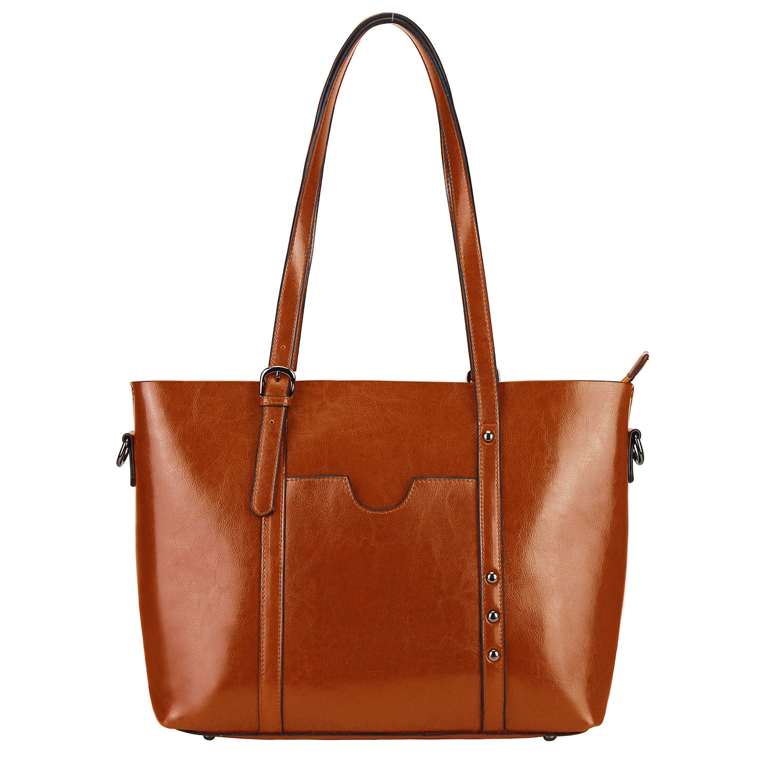 YALUXE Tote Bag for Women Vintage Style Soft Genuine Leather Work Tote Large Shoulder Bag