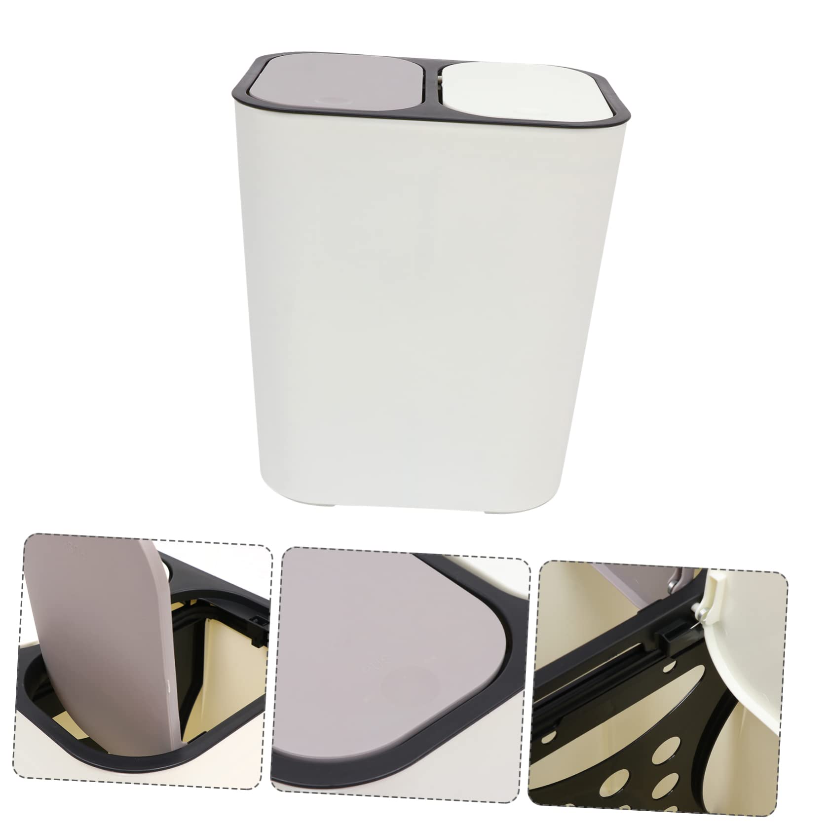 SOLUSTRE Rectangular Rubbish Bin Rubbish Storage Bin Recycling Bin Dual Trash Can Garbage Container Vintage Wastebasket Rubbish Can Kitchen Trash Containers Farmhouse Small Office White Box