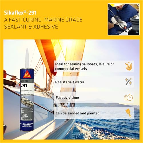 Sikaflex-291, Black, General all-purpose fast cure marine adhesive and sealant. Polyurethane sealant for boats, 10.1 fl. oz Cartridge