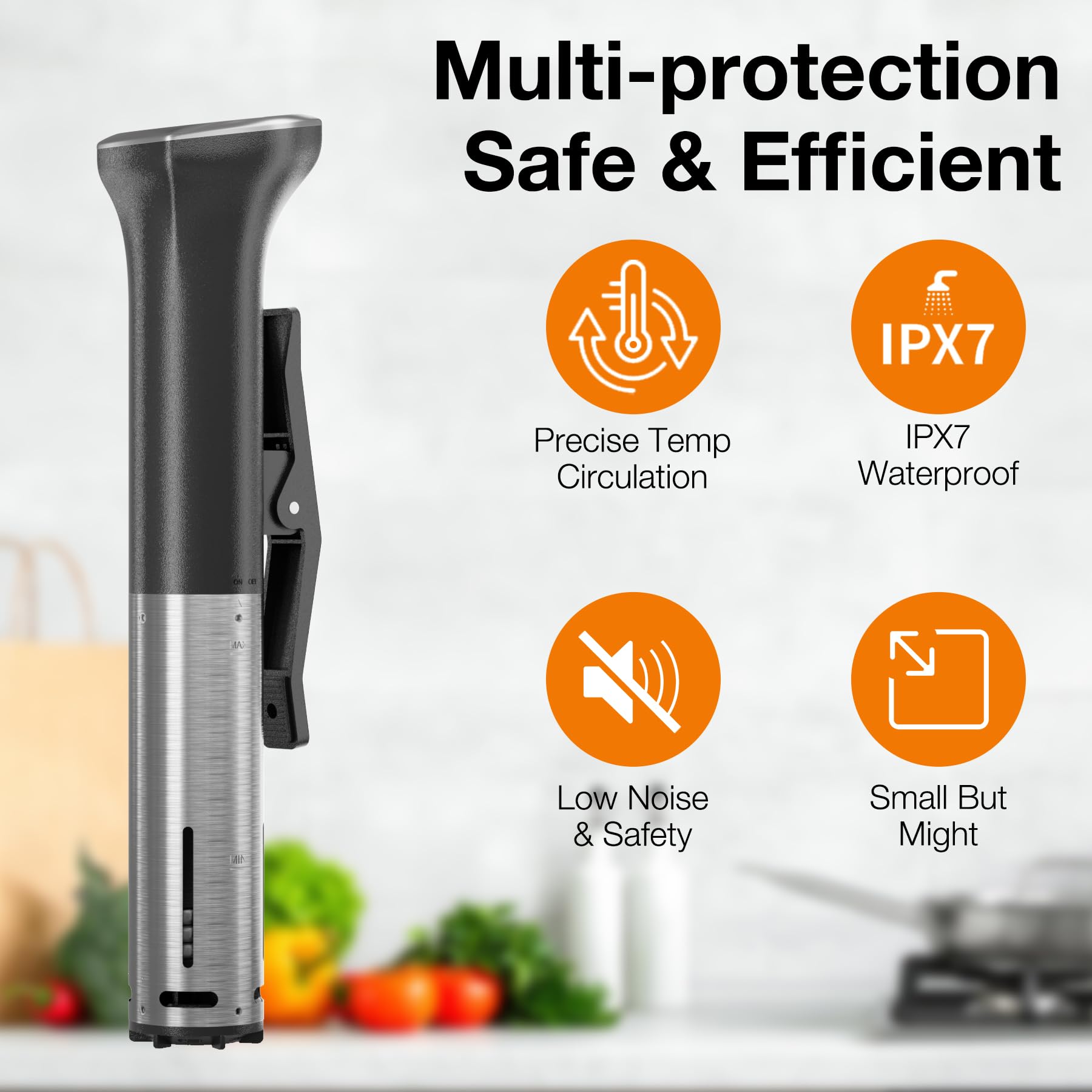 Upesitom Sous Vide Machine, 1100W Upgraded WIFI Sous Vide Cooker Ultra-quiet Working Cooker Immersion Circulator with Recipes(App Included), Accurate Temperature, Digital Timer, IPX7 Waterproof