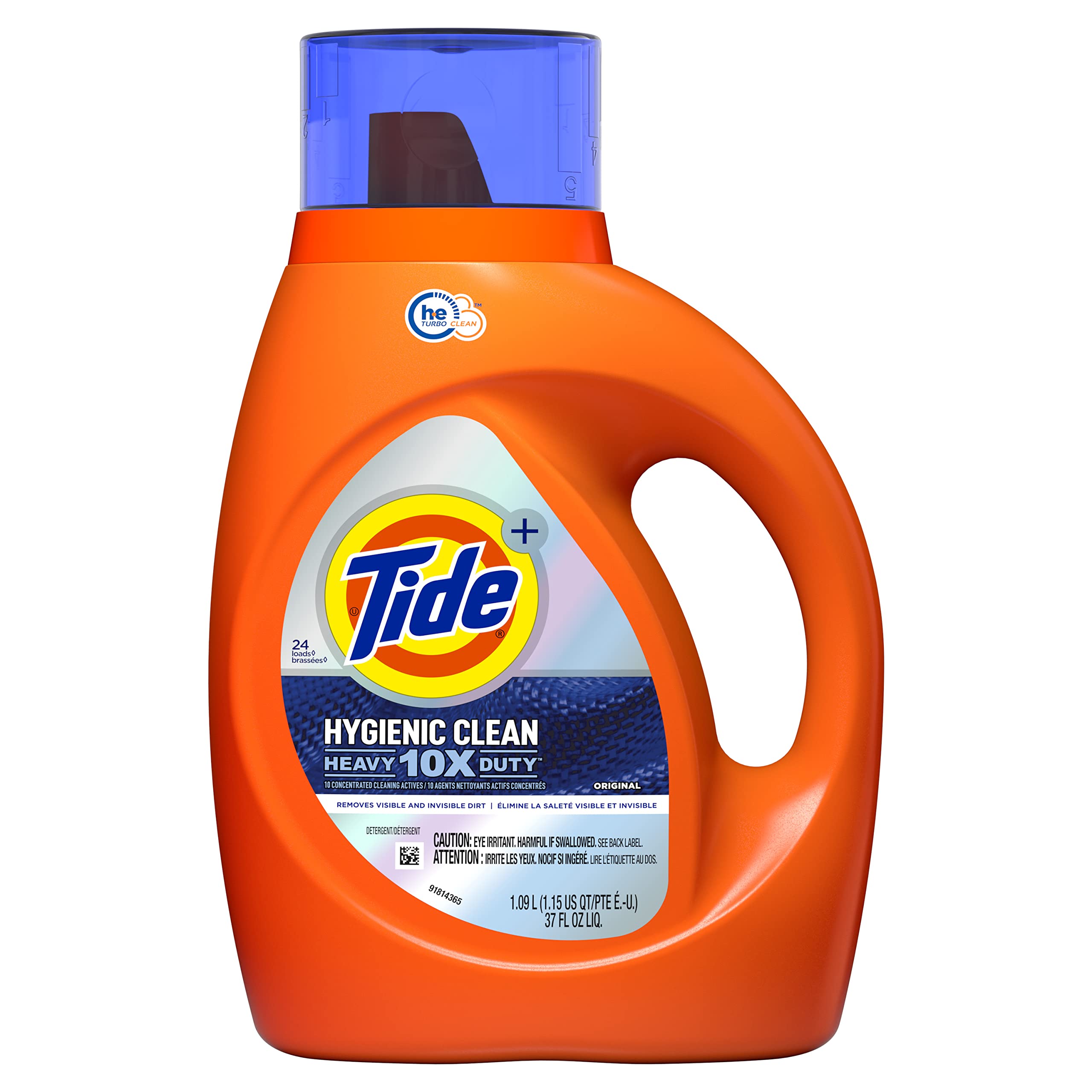 Tide Hygienic Clean Heavy 10X Duty Laundry Detergent Liquid Soap, Original Scent, 37 Fl Oz, 24 Loads, He Compatible (Pack of 2)