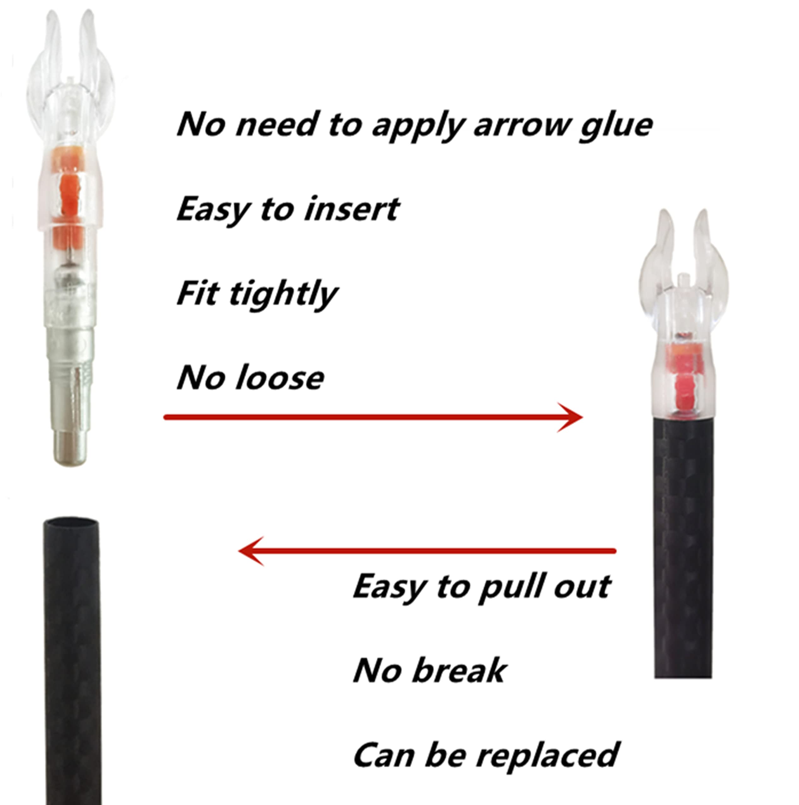 ZOEKO LED Lighted Archery Arrows Nocks .244β/6.2mm Automatically Bowstring Activated Knock for Archery Arrows Shafts