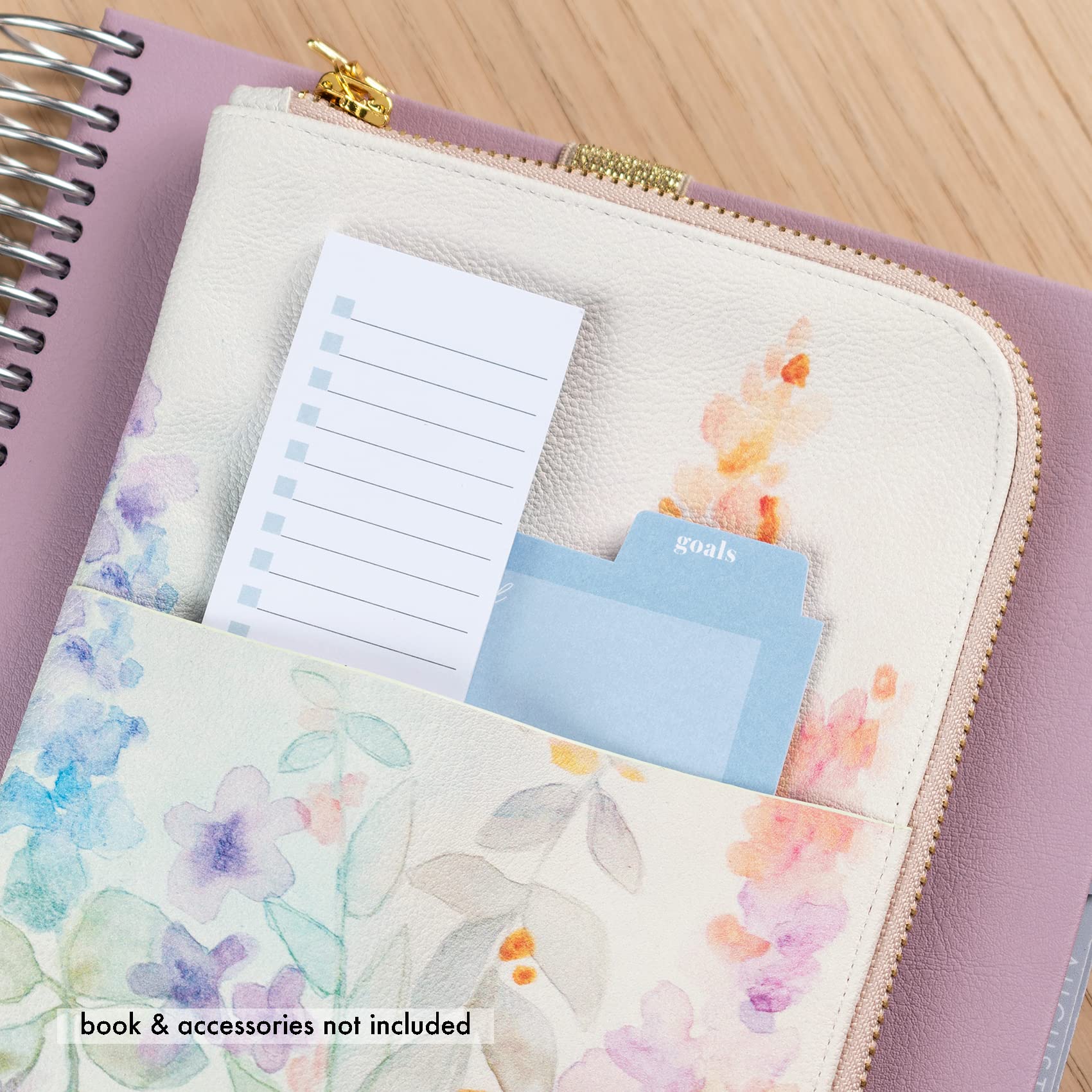 Ultimate Planny Pack - Watercolor Meadow. Planner Accessory Pouch. Inside Pockets & Extended Metal Zipper. Elastic Band to Secure to Planner/Notebook. Vegan Leather Organizer Case by Erin Condren.