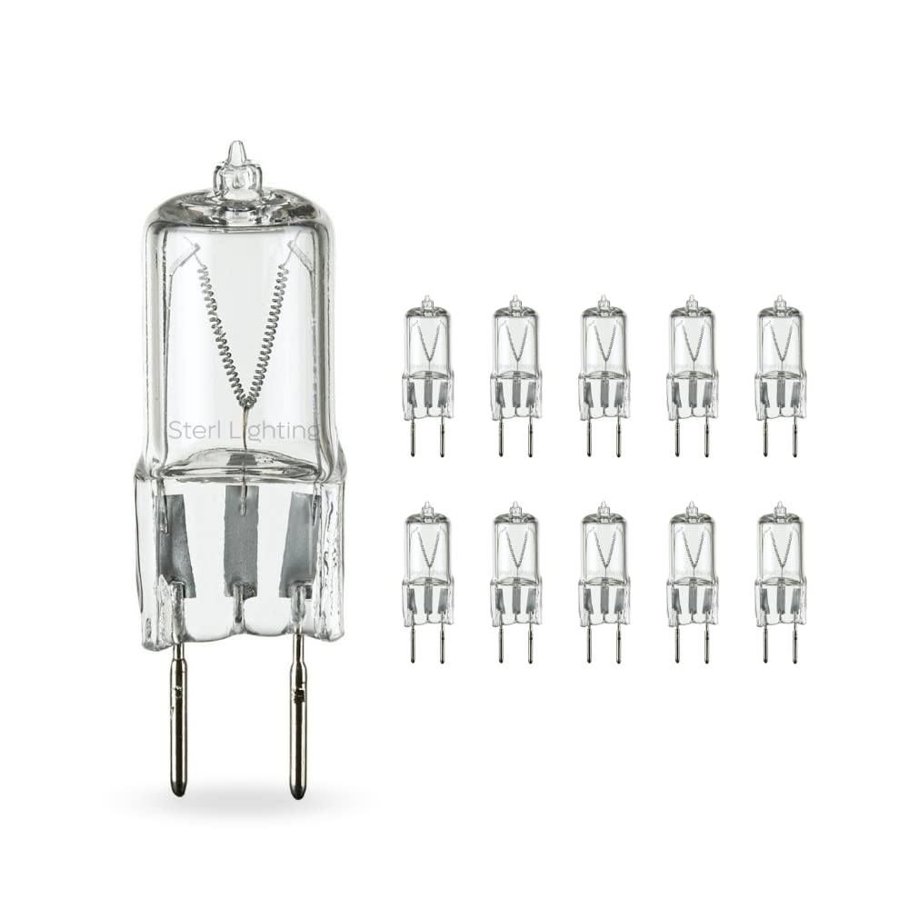 Sterl Lighting 10 Pack, T4 JCD Type Bulb 50W 120V 1.73Inch 280Lm 2700K Warm White Clear, G8 Bi-Pin Base Wall Sconces Halogen Replacement for Under Cabinet/Counter & Puck Light Bulbs