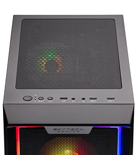 Skytech Gaming Nebula Gaming PC Desktop – Intel Core i3 12100F 3.3 GHz, NVIDIA RTX 3050, 500GB NVME SSD, 16GB DDR4 RAM 3200, 600W Gold PSU, Wi-Fi, Windows 11 Home 64-bit