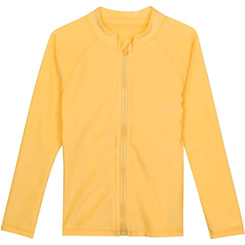 SwimZip UPF 50+ Long Sleeve Rash Guard for Boys and Girls - Baby, Toddler, Kids Yellow