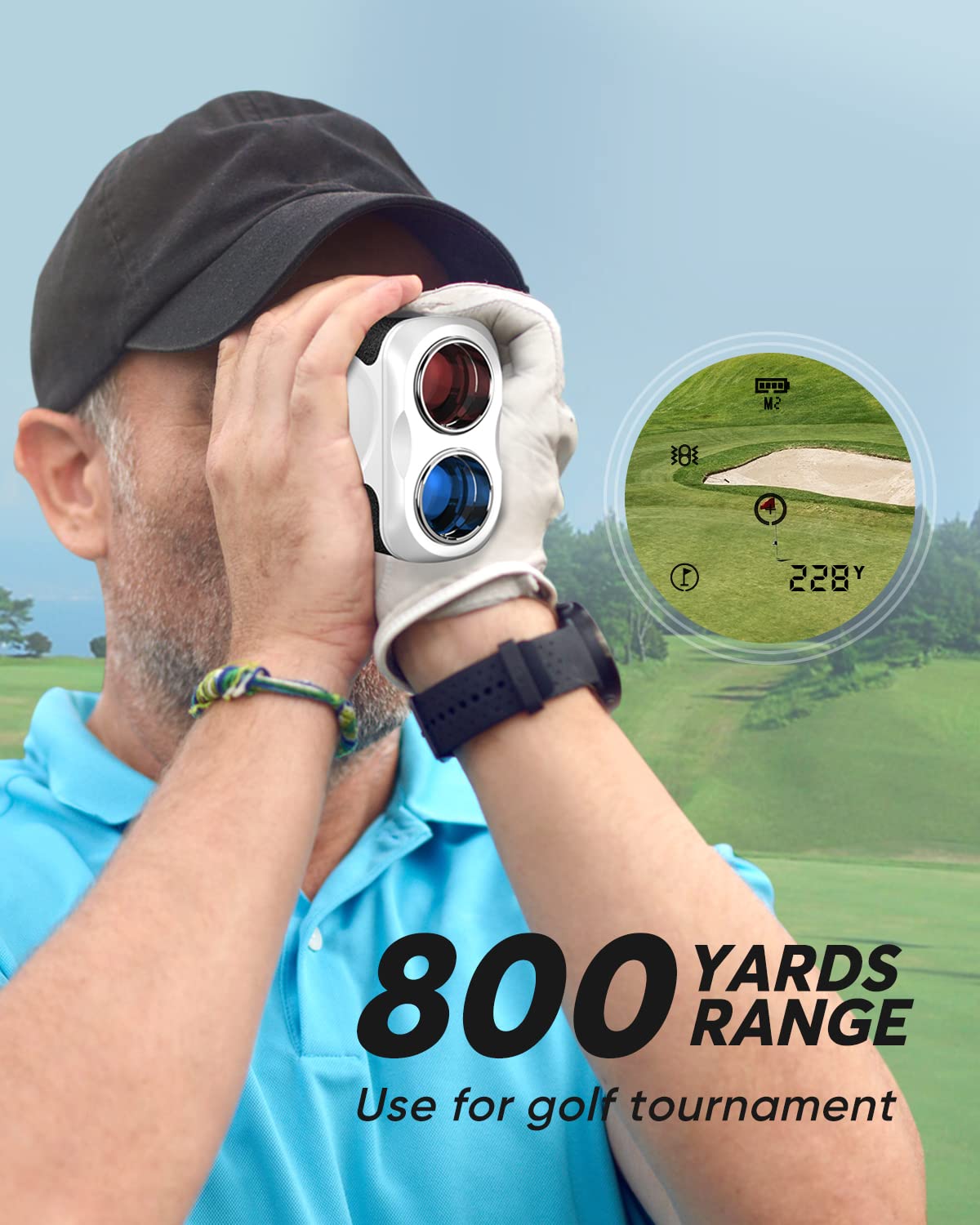 WOSPORTS Golf Rangefinder, 800 Yards Laser Rangefinder, High-Precision Flag Lock/Speed/Distance, Tournament Legal Rangefinder for Golfing,Target Shooting and Hunting,with Battery