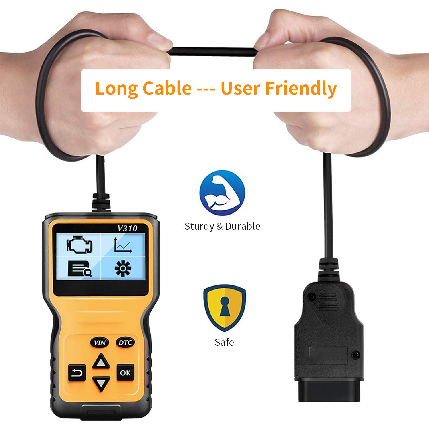 VISLONE V310 Car OBD2 Scanner Code Reader Universal Engine Light Error Analyzer CAN Diagnostic Scan Tool for All O-B-D-II Protocol Cars Since 1996
