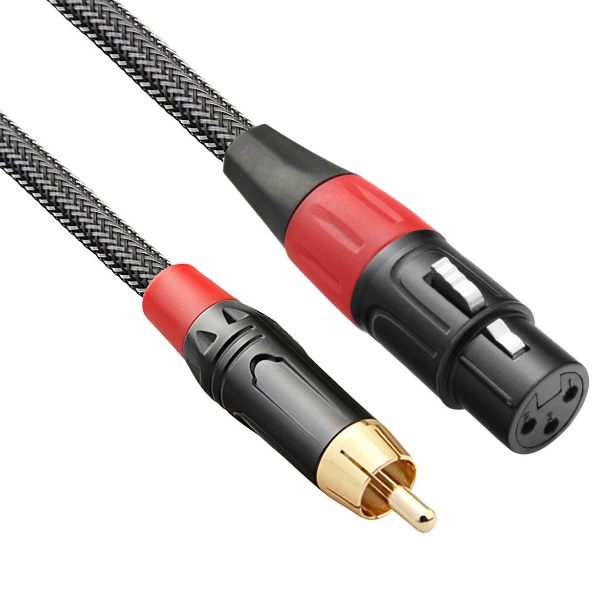tisino XLR to RCA Cable, Nylon Braid XLR Female to RCA Male HiFi Audio Cable, 4N OFC Wire, for Amplifier Mixer Microphone - Single, 6.6 Feet