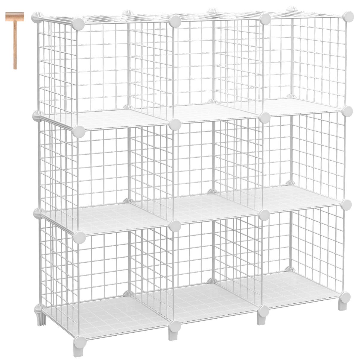 TomCare Cube Storage 9-Cube Metal Wire Cube Organizer Storage Cubes Shelves Shelves Organizer DIY Bookshelf Closet Organizer Cube Shelves Storage Shelves for Bedroom Home Office, White
