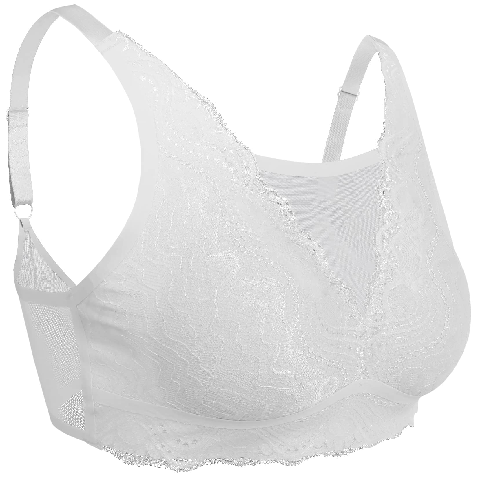 Vollence Mastectomy Bra with Pockets for Silicone Breast Forms Prosthesis Women Everyday Bra White