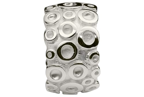 SILBERMOOS Ladies' ring band ring circle-structure wide matt shiny solid 925 sterling silver, Size:7.5