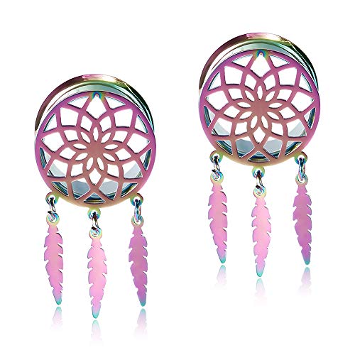 TBOSEN 2PCS Tunnels and Plugs For Ears Stainless Steel Stretcher Multiple Expander Tunnels Gauges 0g-1'' in 8mm-25mm