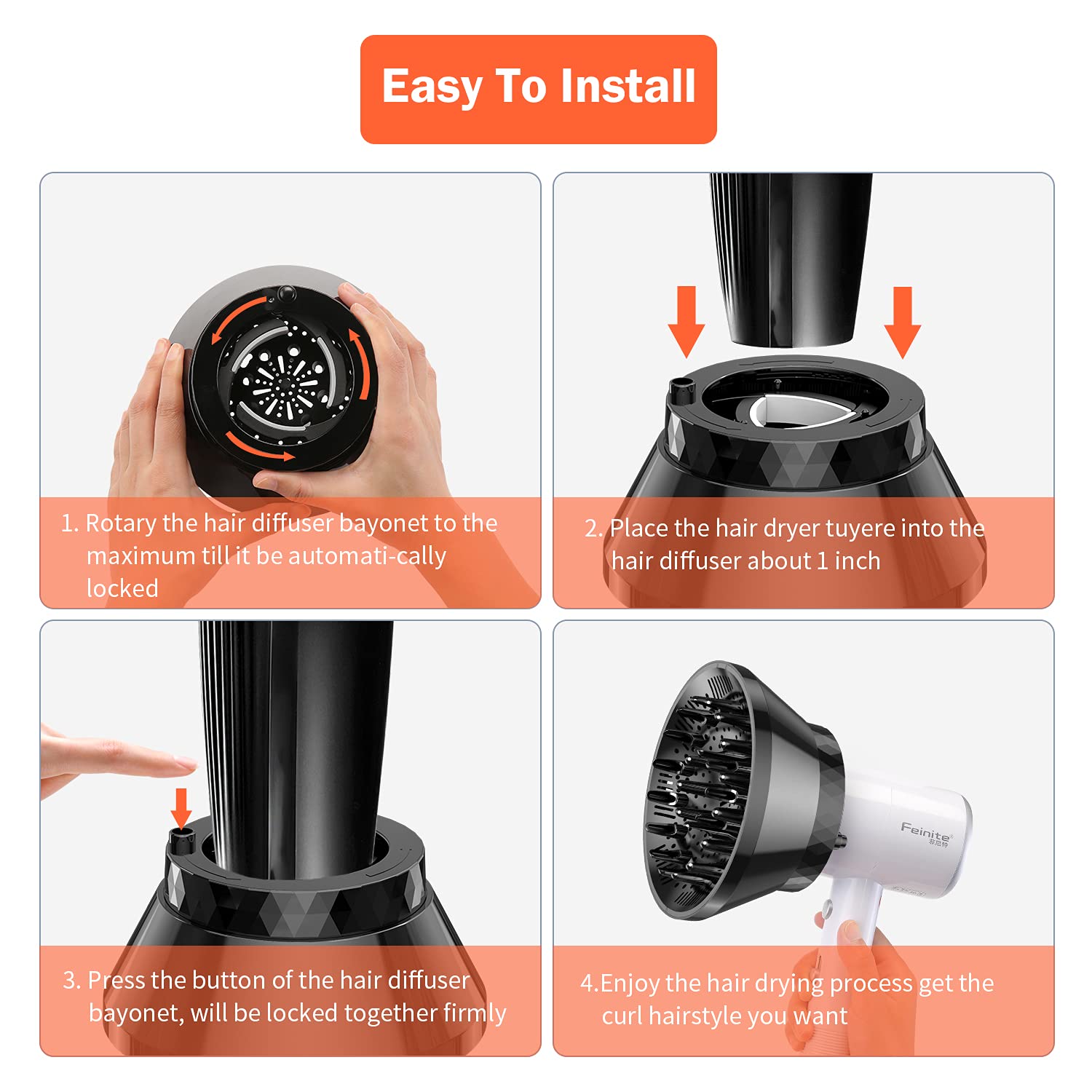 ZOMAO Universal Hair Diffuser,Hair Dryer Diffuser for Curly Wave Hair, Diffuser Attachment for Hair Dryer,Diffuser Hair Dryer Attachment,Blow Dryer Diffuser Adjustable from 1.4 Inch to 3.1 Inch