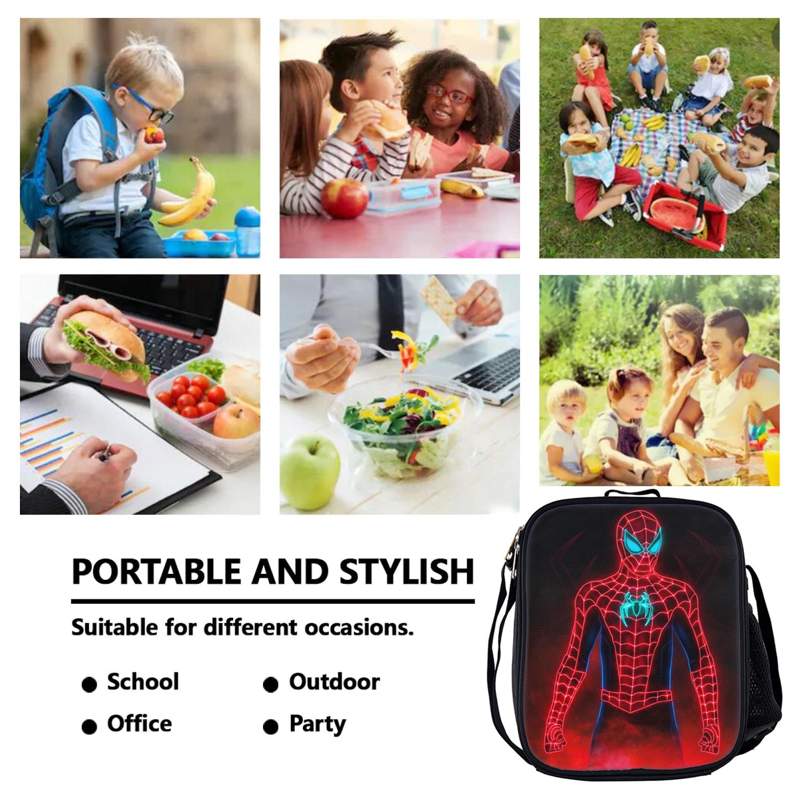 VROOS Cartoon 3Pcs Backpack Set Lightweight Laptop Backpack with Lunch Bag Pencil Case 17in Casual Daypack Travel Bag