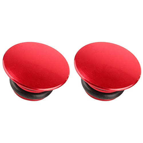 Uxsiya Handlebar End Plug, Bike Handle Aluminium Alloy Anodized 1 Pair with Rubber Snap for Mountain and Road Bikes(red)