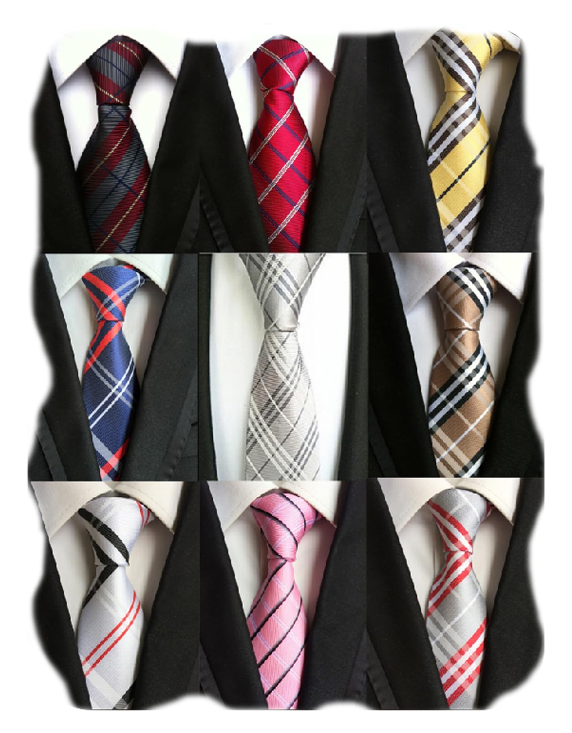 YanLen Lot 9 PCS Classic Men's Tie Necktie Woven JACQUARD Neck Ties