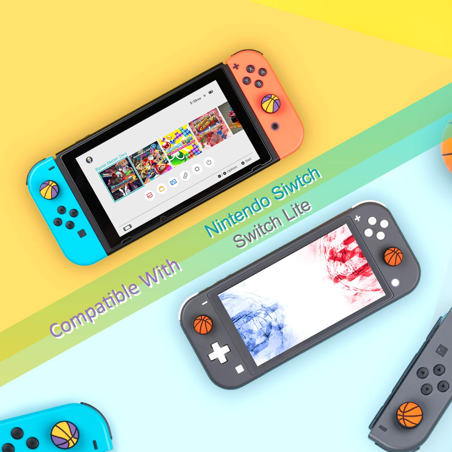 Switch Thumb Grips Caps 4 PCS Basketball for Nintendo Joycon Grip Caps Analog Stick Button Cover