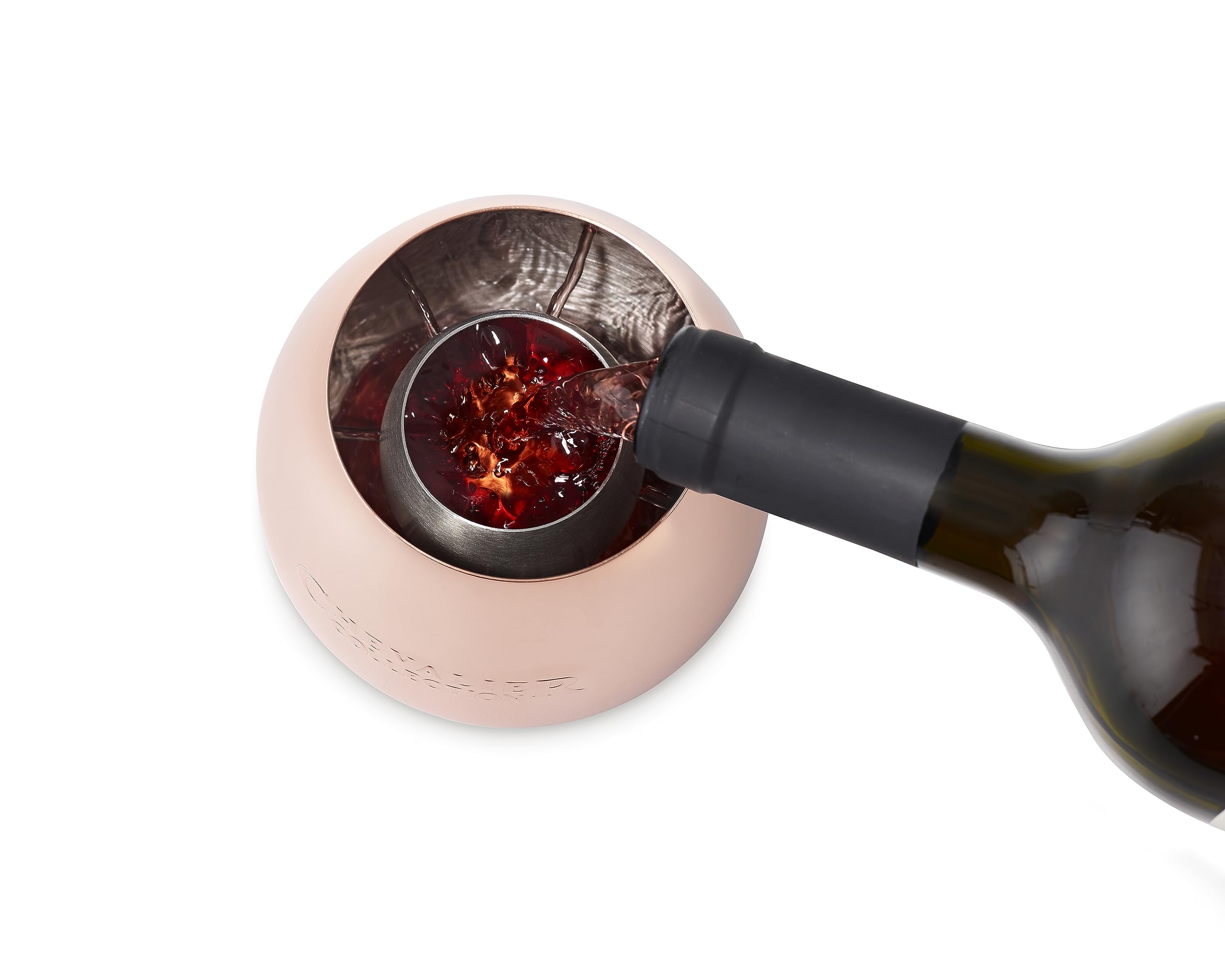 Stainless Steel Aerating Wine Glass by Chevalier Collection (Set of 2) - Patented Vessel With Removable Aerator for Decanting Wine And Spirits - Unique Gift for Wine Lovers
