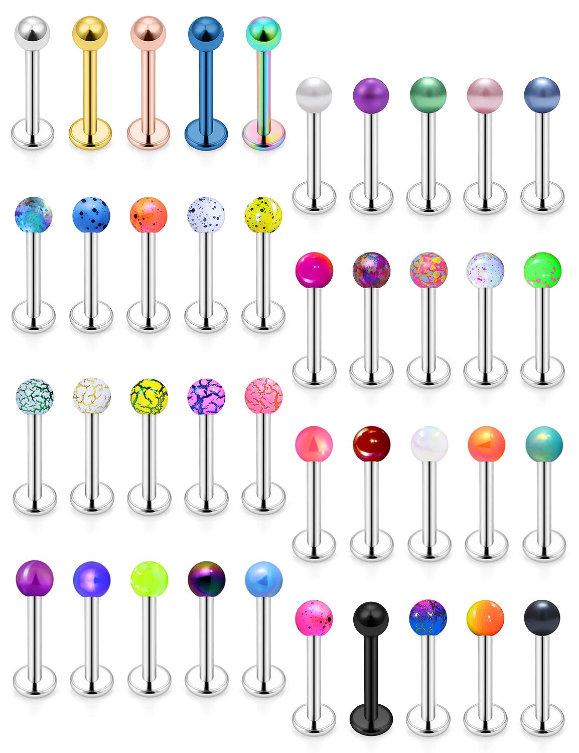 Vsnnsns 16G Lip Rings Stainless Steel Labret Monroe Lip Rings Nail Cartilage Tragus Helix Earrings Studs Ring Medusa Piercing Jewelry For Women Men 8mm