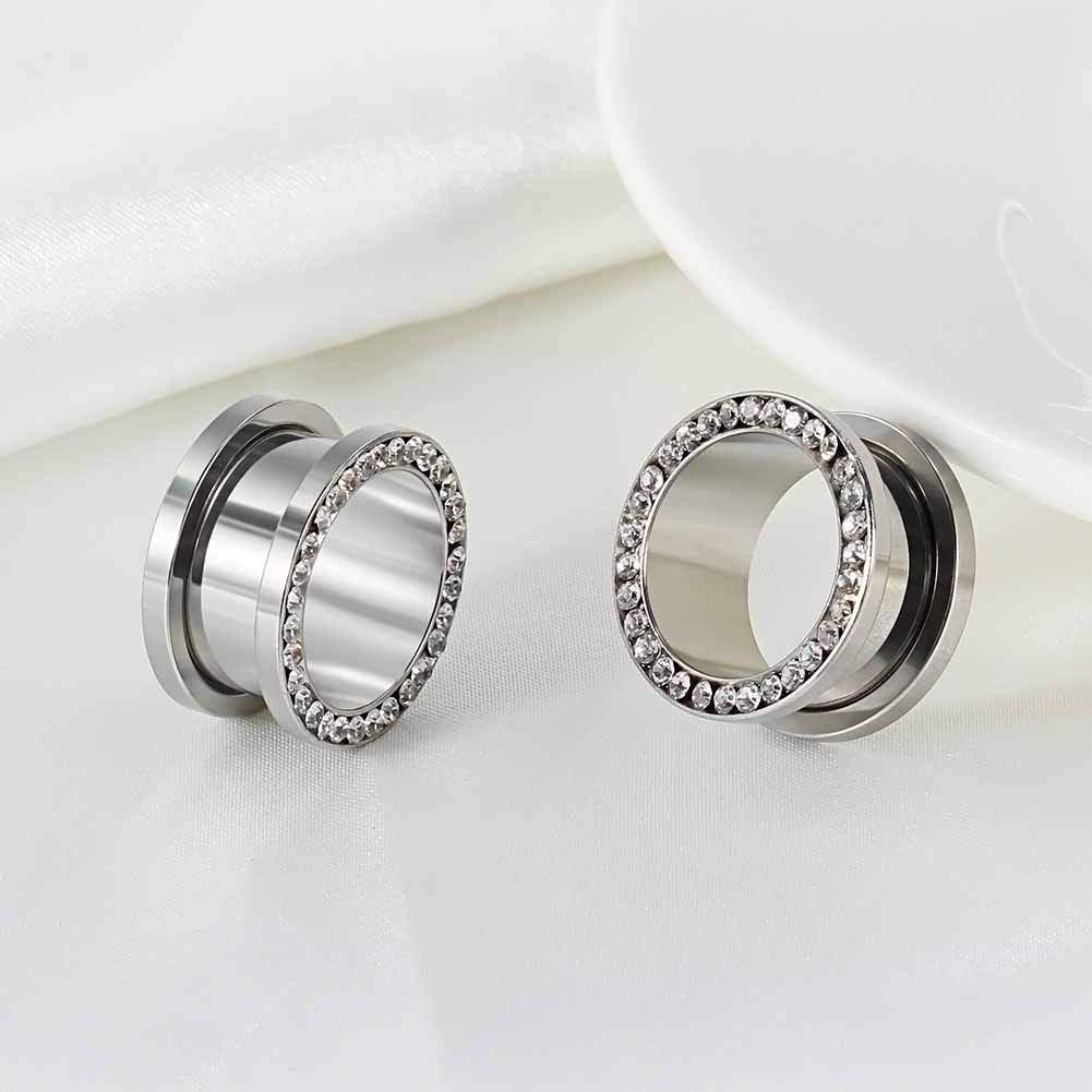 TBOSEN 8 PCS Ear Tunnels Plugs Gauges Stainless Steel Expander Stretcher Piercings