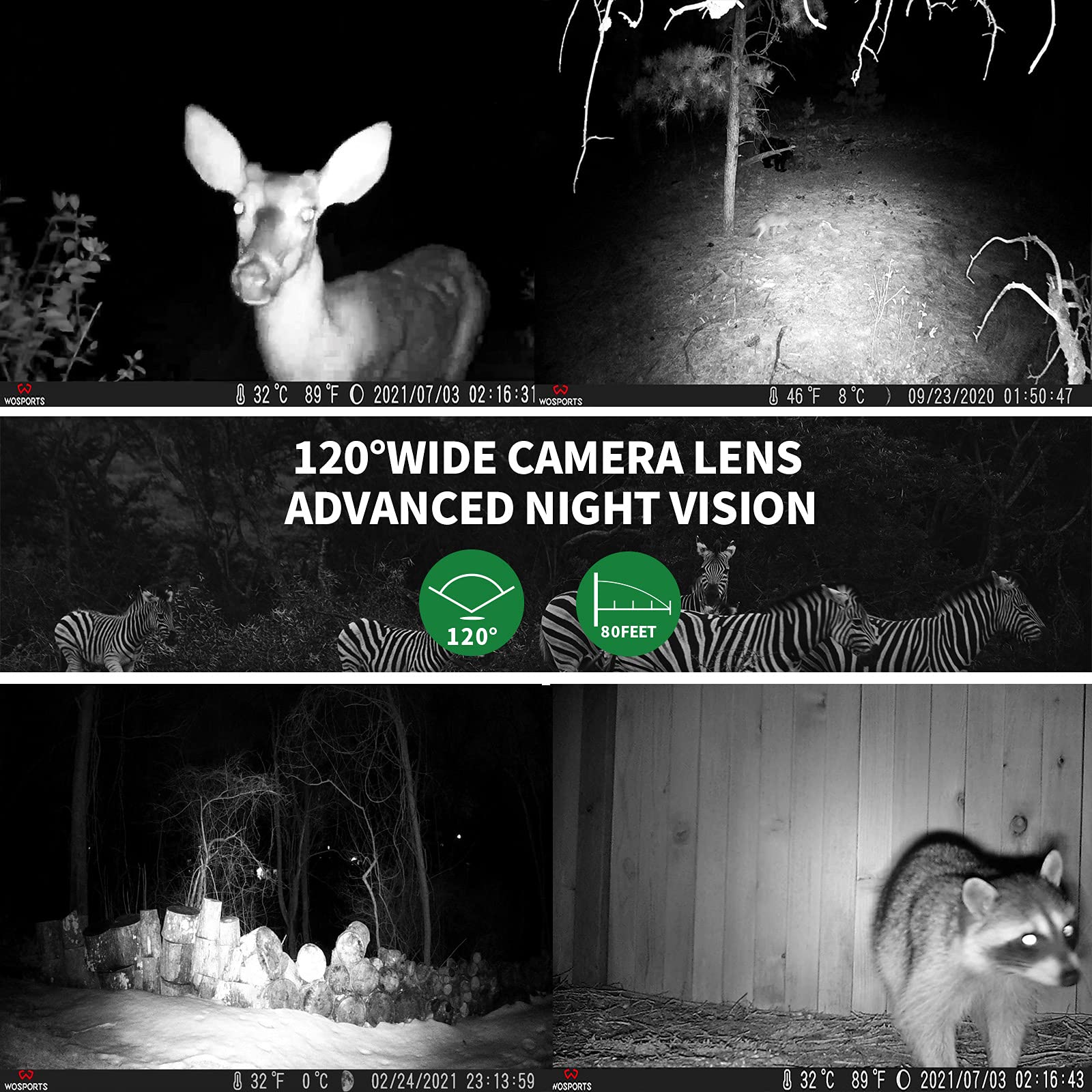 WOSPORTS Trail Camera,36MP 4K 0.2S Trigger Motion Activated,Game Hunting Camera with Night Vision IP66 Waterproof 2.0''LCD 120°Wide Camera Lens for Outdoor Scouting Wildlife Monitoring Home Security