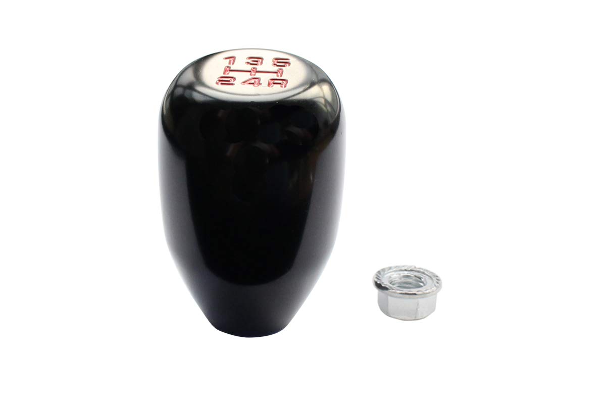 XtremeAmazing Black/Red Stitching Suede Manual Shifter Shift Boot Knob Cover + 5 Speed Manual Shift Knob with M10x1.5 Screw Nuts Adapter for JDM Honda Acura