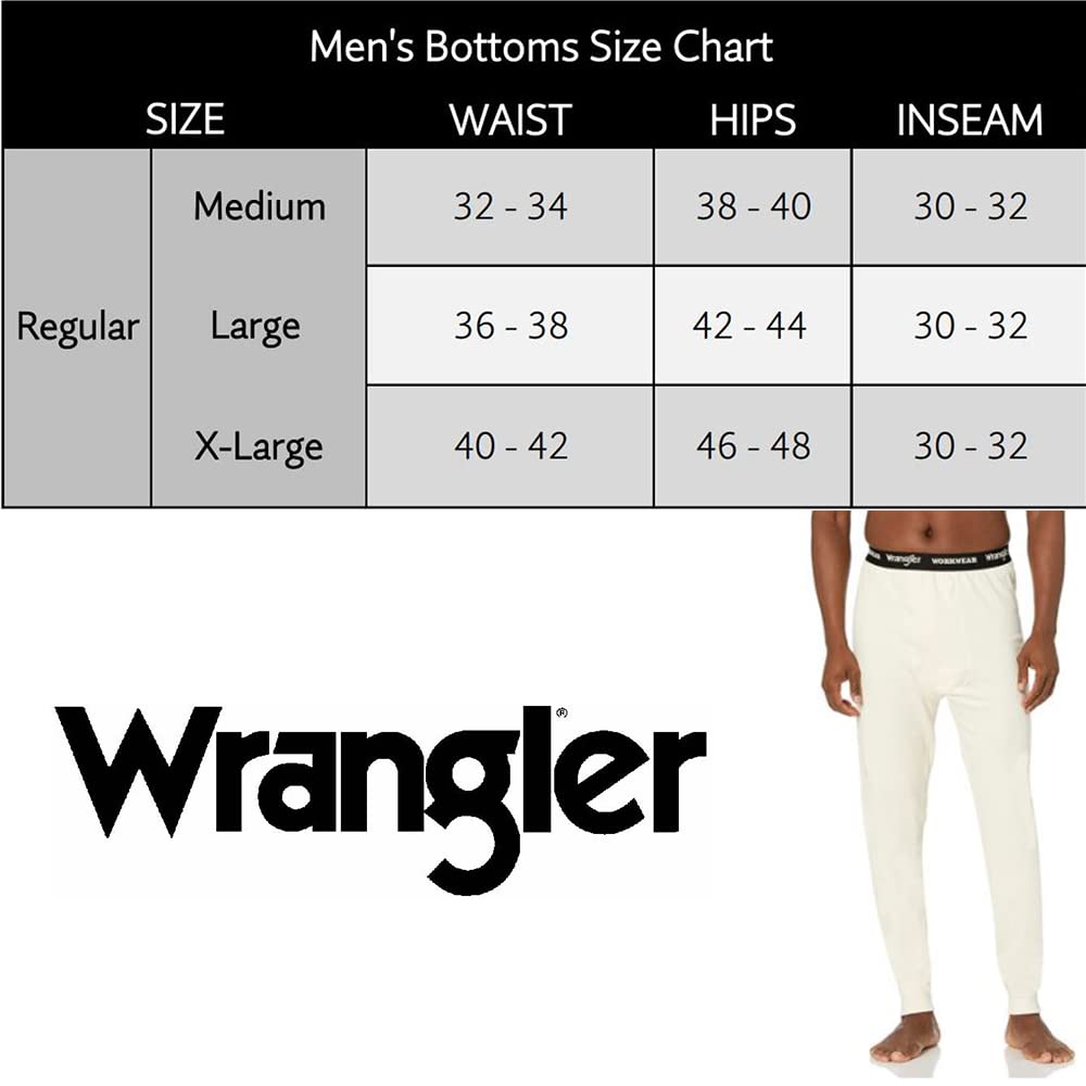 Wrangler Men's Heavyweight Cotton Thermal Bottom Pants, Black, Large