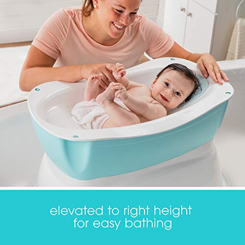 Summer Right Height Bath Tub β Elevated and Spacious Baby Bathtub with Newborn Bath Support β Extended Use Features Include Tubside Seat and Stepstool
